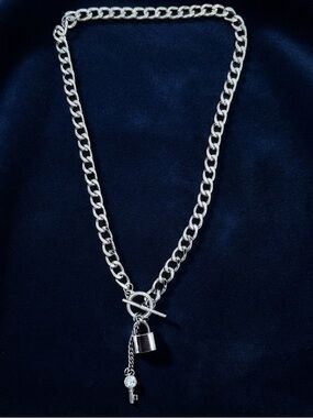Fashion Jewelry | Jewelry | Silvertone Padlock Key Charm Chain Necklace ...